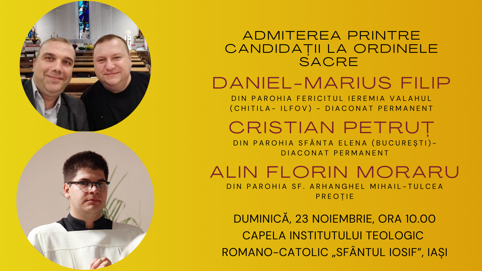 ARCB | Admiterea printre candidații la ordinele sacre: Daniel-Marius ...